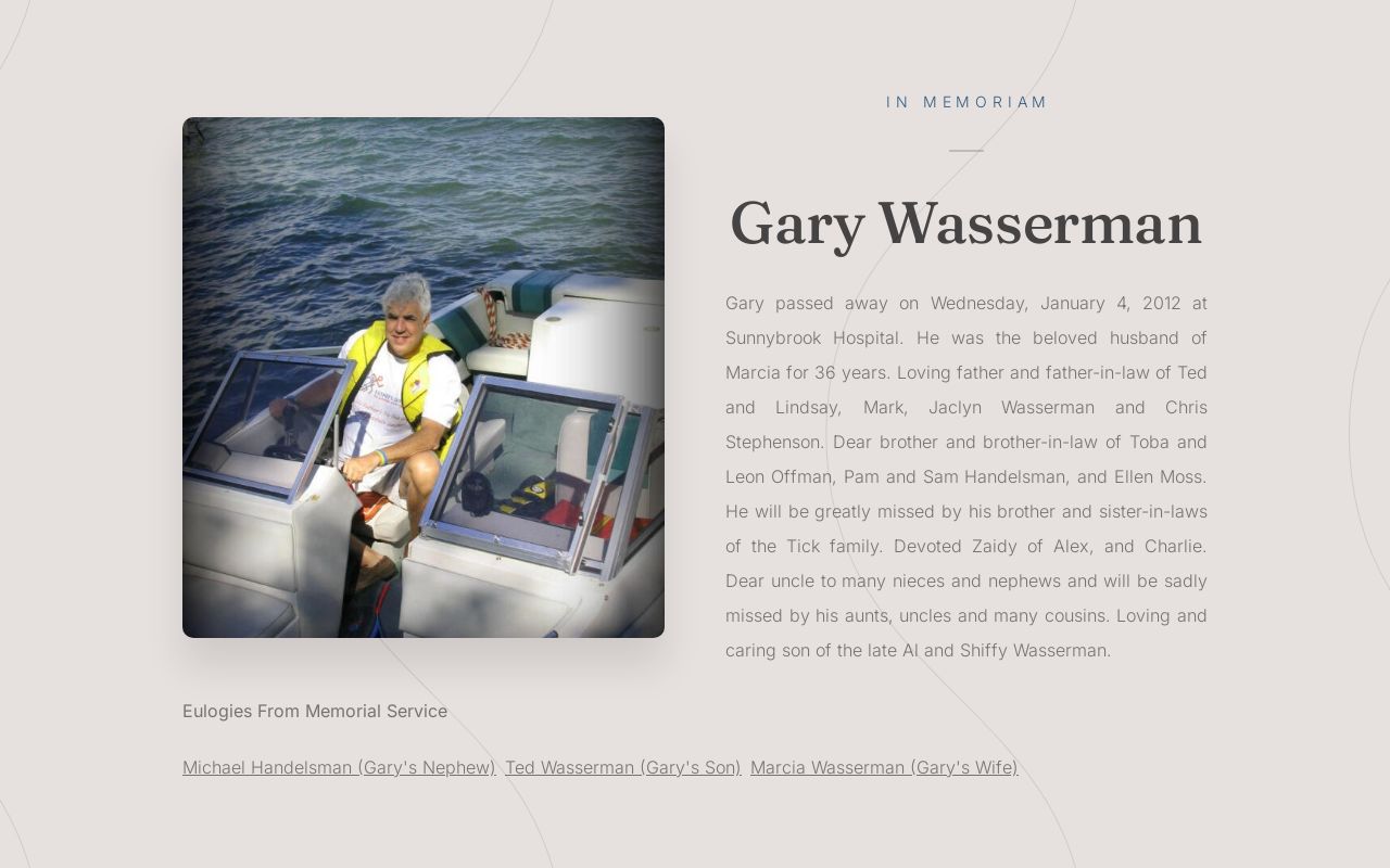 Gary Wasserman - In Memoriam
